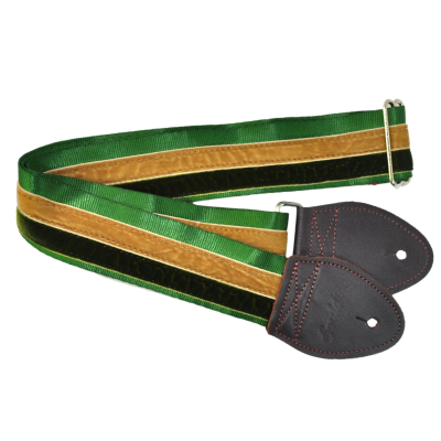 Double Offset Racing Stripe Seatbelt Guitar Strap